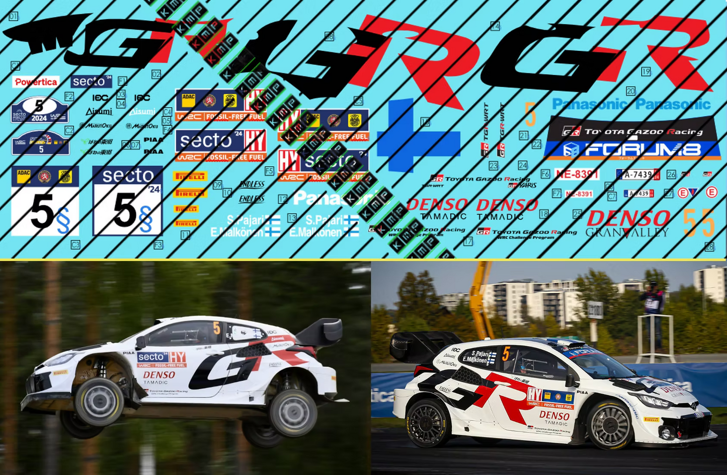 Decal Ser Toyota Yaris Rally1 Hybrid 2023 "White GR Livery" 1/24 - for ...