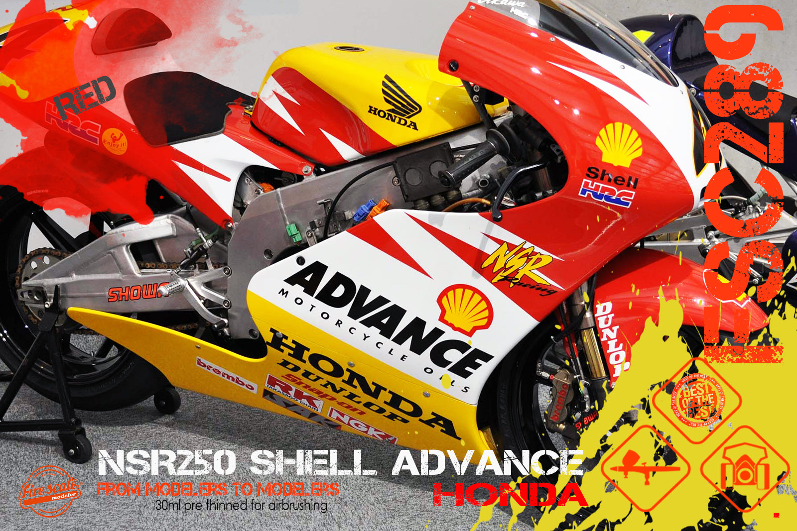 NSR 250 Shell Advance Honda - Red – DModelkits