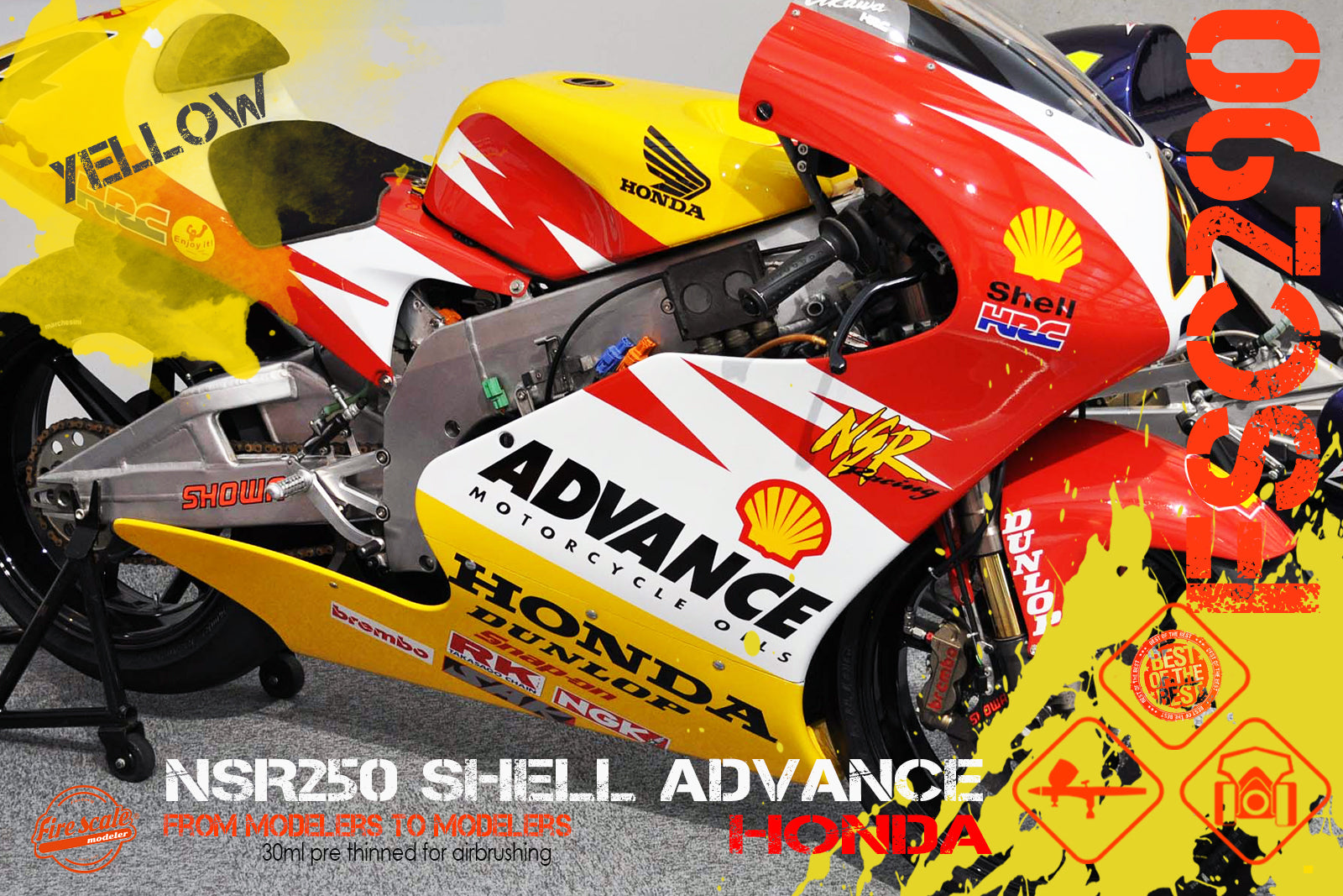 NSR 250 Shell Advance Honda - Yellow – DModelkits